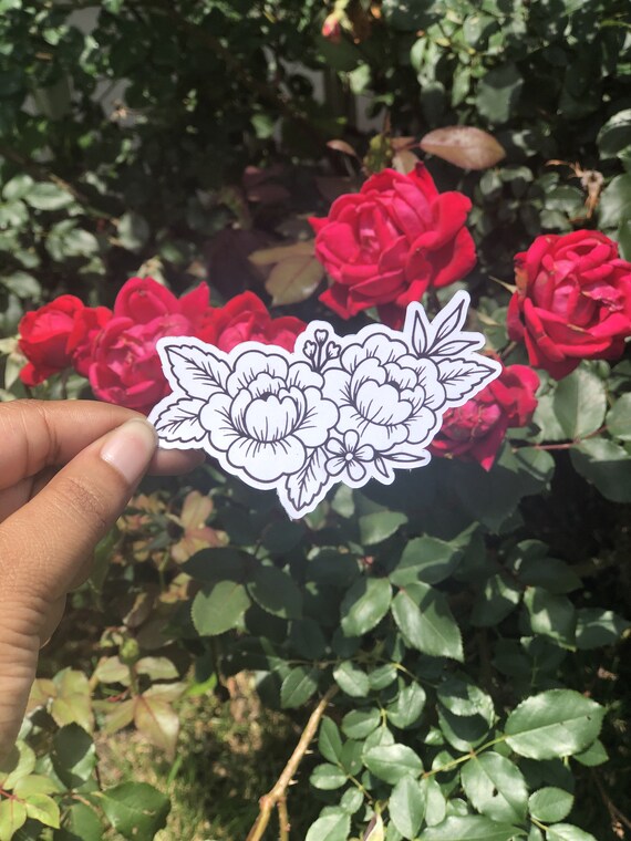 Flower Sticker Black and White Floral Sticker Bullet Journal | Etsy