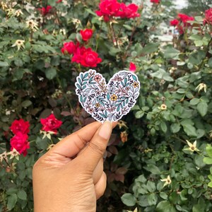 Heart Sticker, Floral Heart Sticker, Tumbler Stickers, Laptop Sticker ...