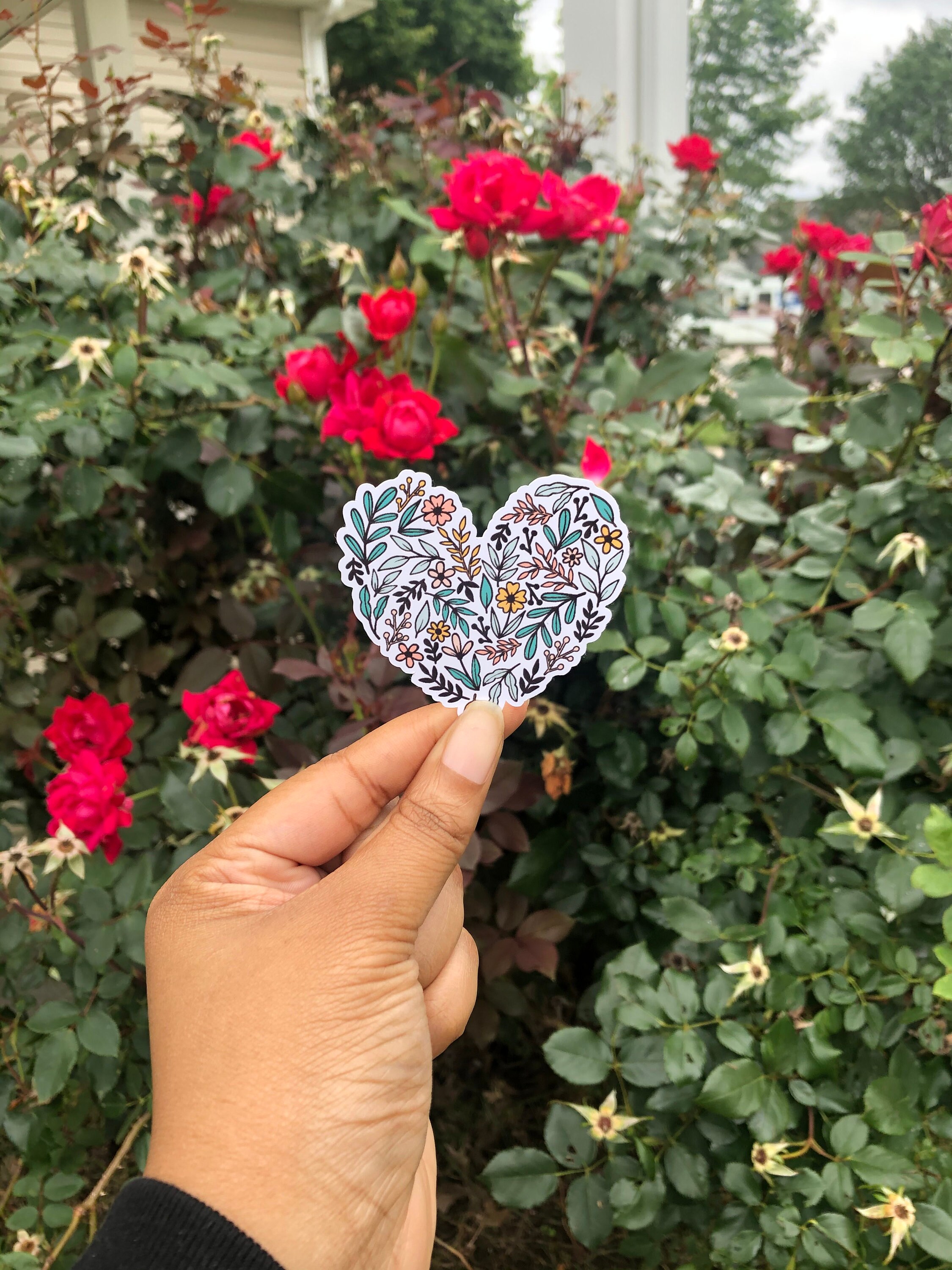 Heart Sticker Floral Heart Sticker Hydroflask Stickers | Etsy