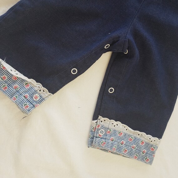 1980s Vintage Denim Bib Overalls And Flower Print Bl Gem
