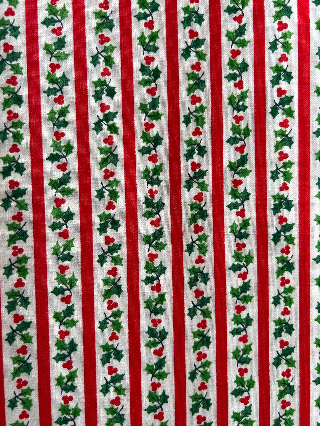 Christmas Red and Green Fabric Red Stripes and Holly Garland - Etsy