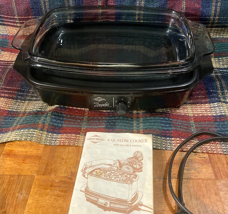 Vintage West Bend 4 Quart Rectangular 5 Setting Slow Cooker With ...
