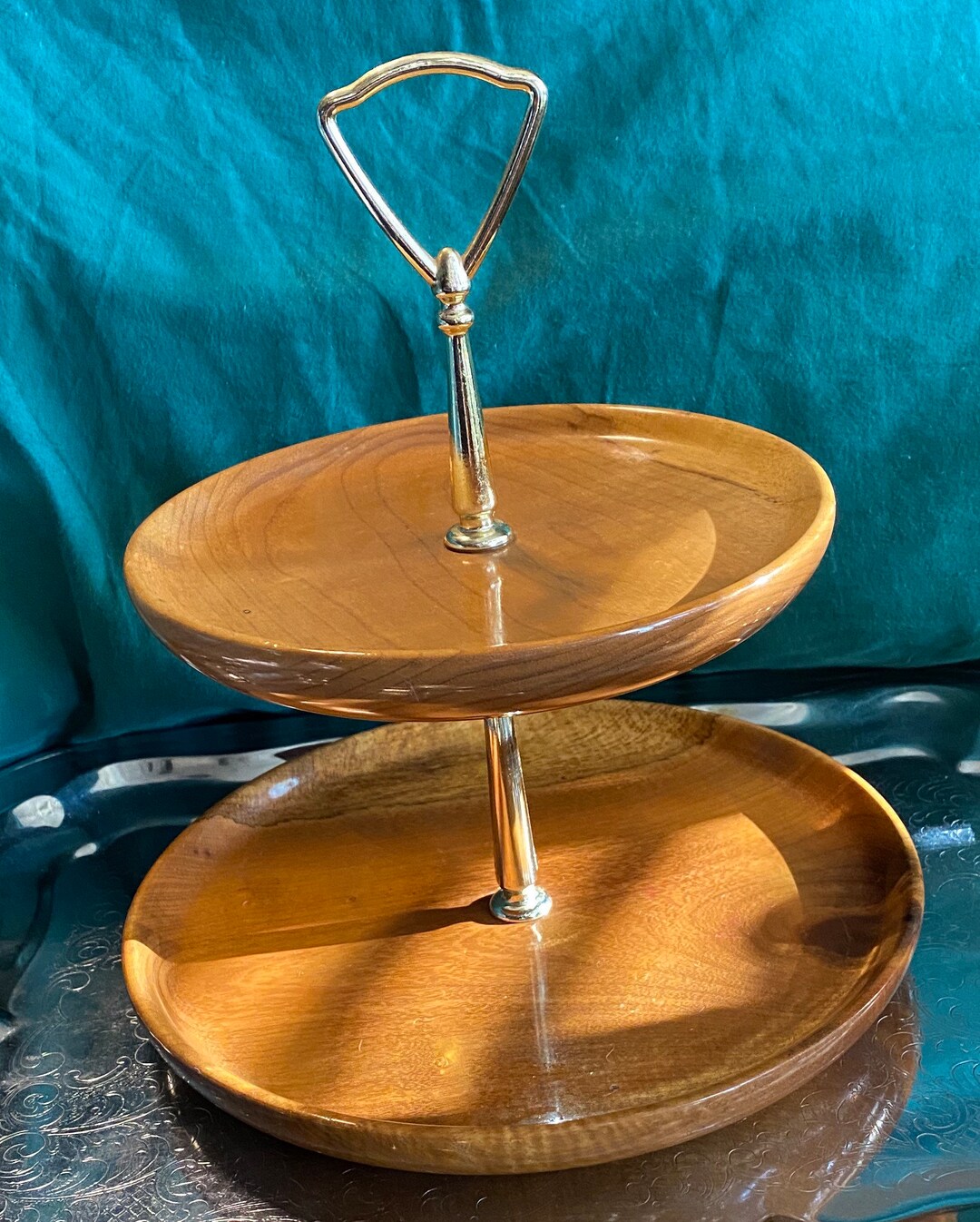 Vintage Solid Myrtlewood 2 Tier Cake Plate - Etsy