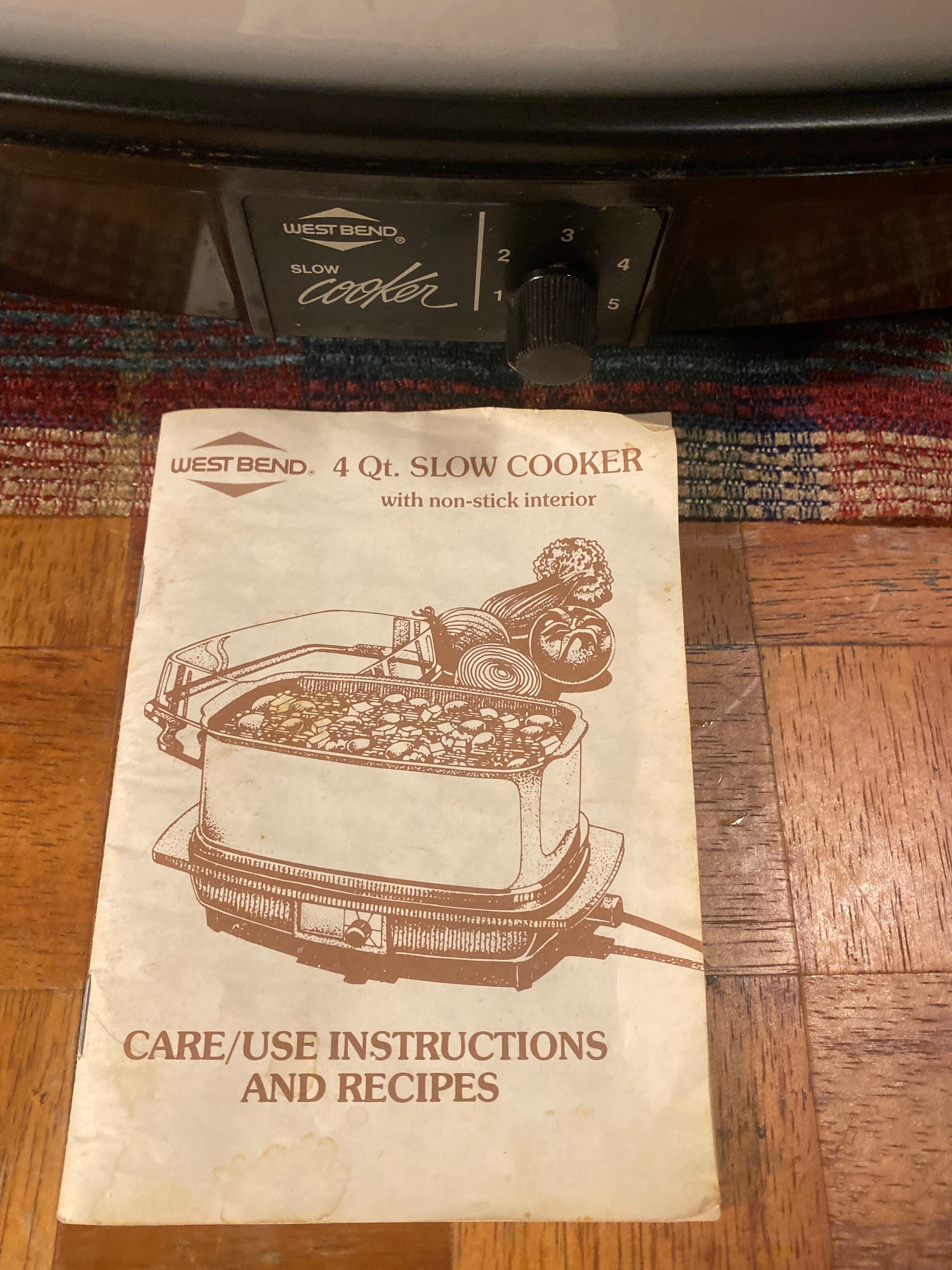 Vintage West Bend 4 Quart Rectangular 5 Setting Slow Cooker With ...