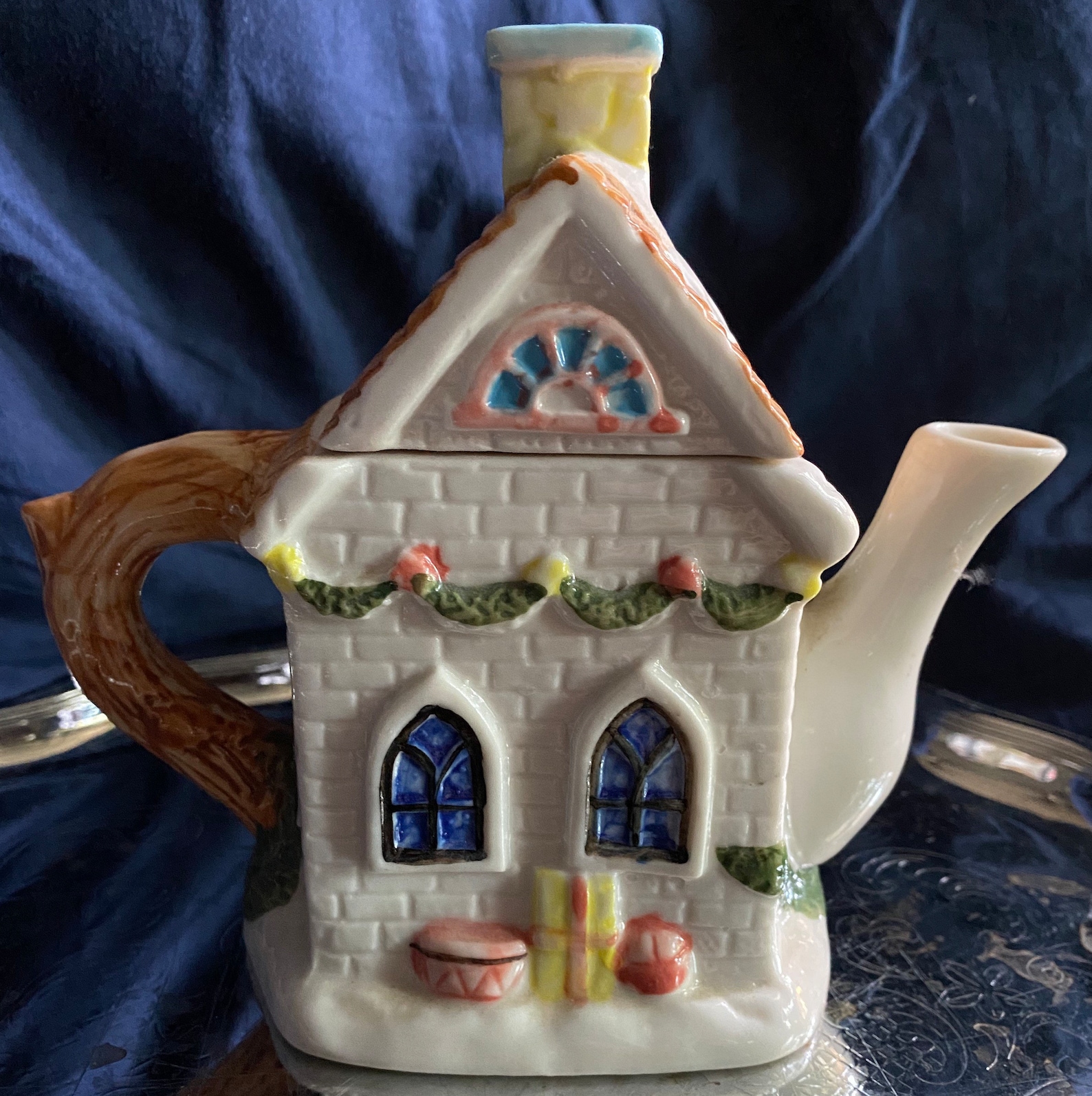 Vintage 1970s Snow Covered Church With Santa Ceramic Holiday Teapot - Etsy