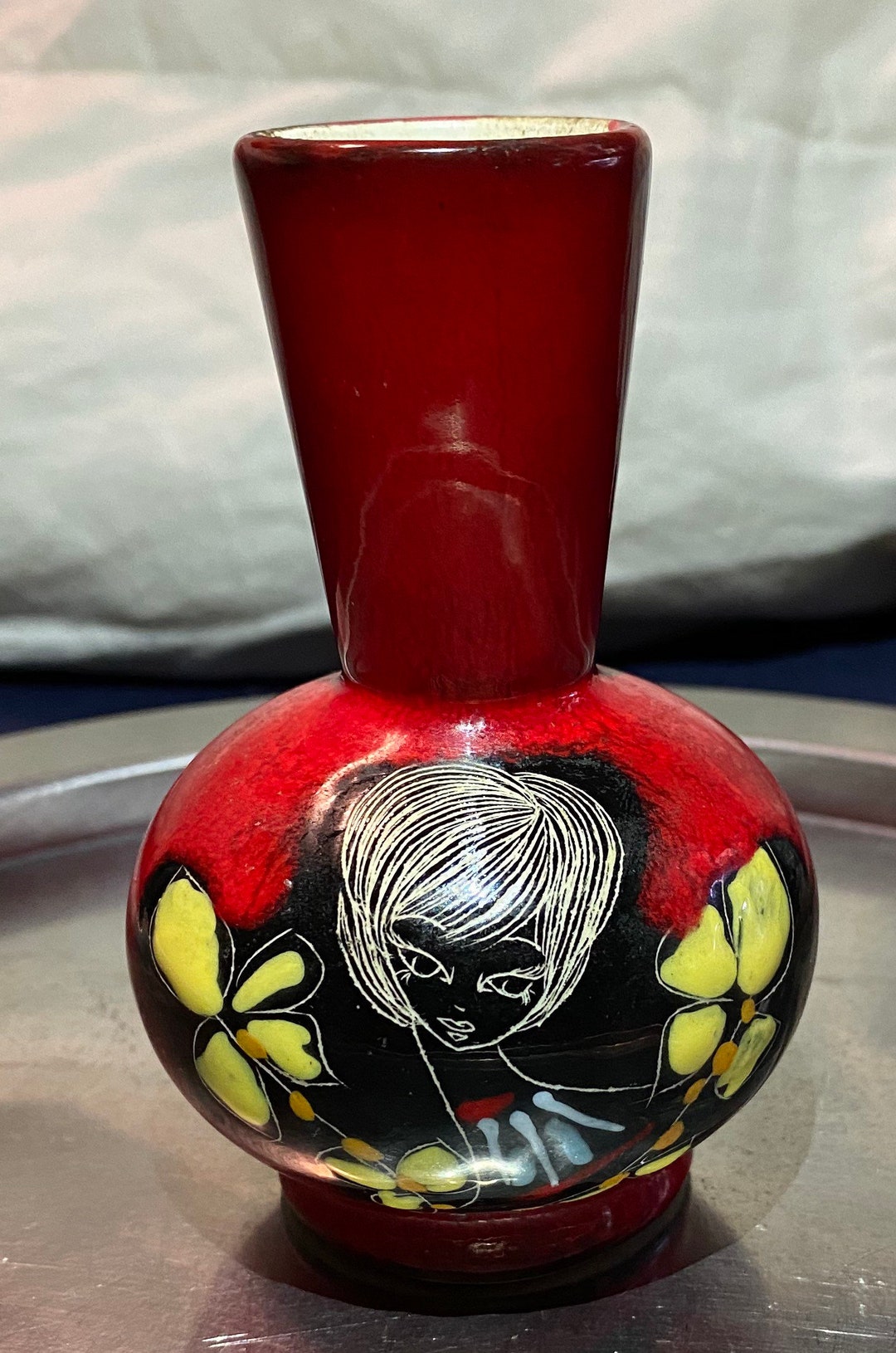 Vintage 1969 Drioli Italian Mod Girl 4 Inch Ceramic Hand Painted Bud ...