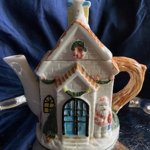 Vintage 1970’s Snow Covered Church With Santa Ceramic Holiday Teapot - Etsy