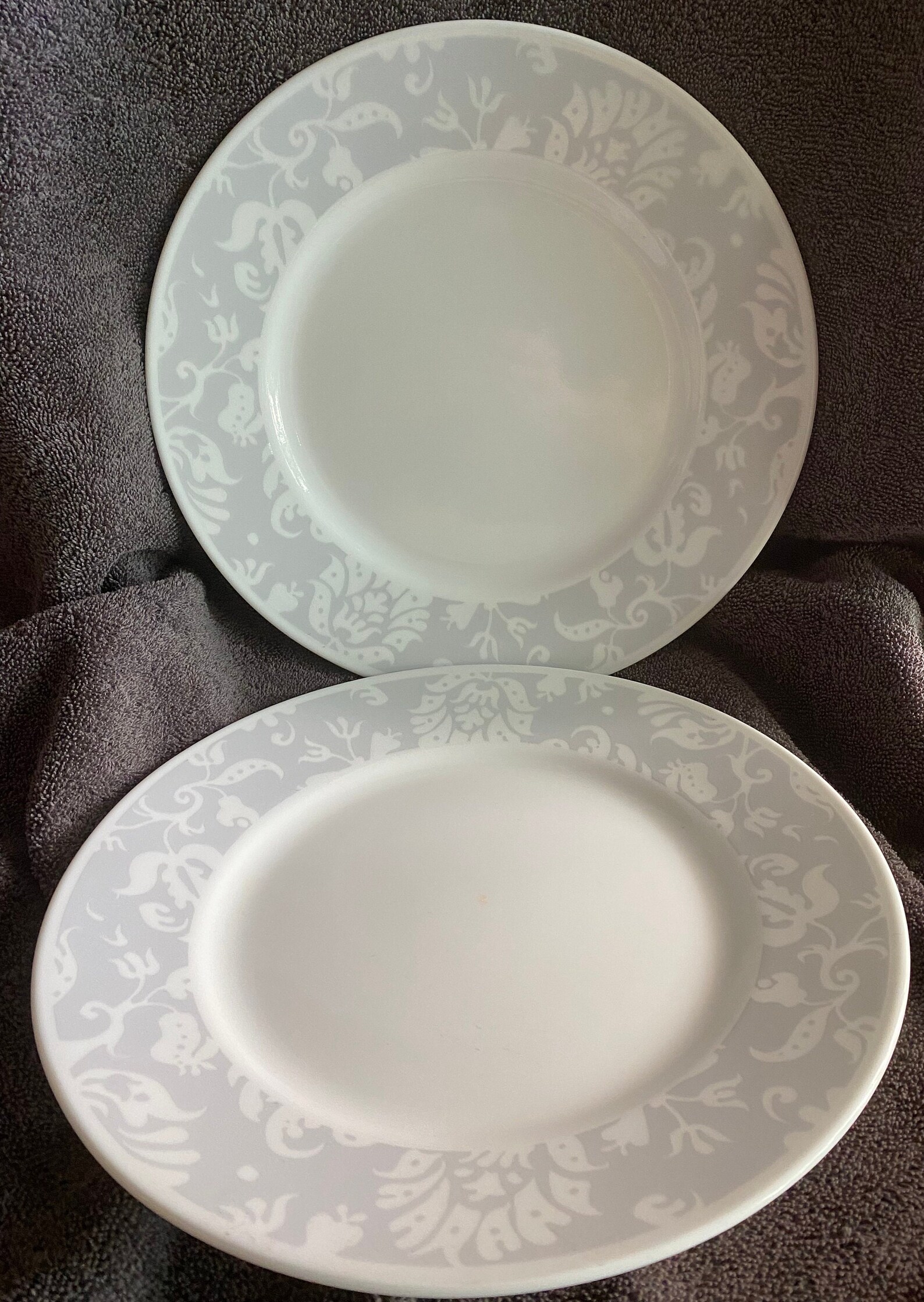 Vintage Corelle Vitrelle 11 Inch Dinner Plates, Damask or Pewter ...