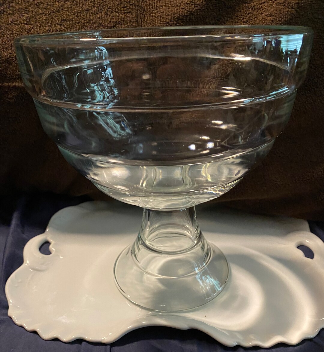Vintage Glass 9 Inch Saturn Clear Pedestal Bowl - Etsy