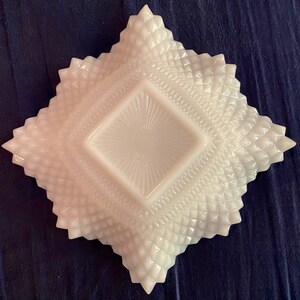 Vintage Milk Glass Diamond Point Ruffled Edge 7 Inch Dish With Light ...