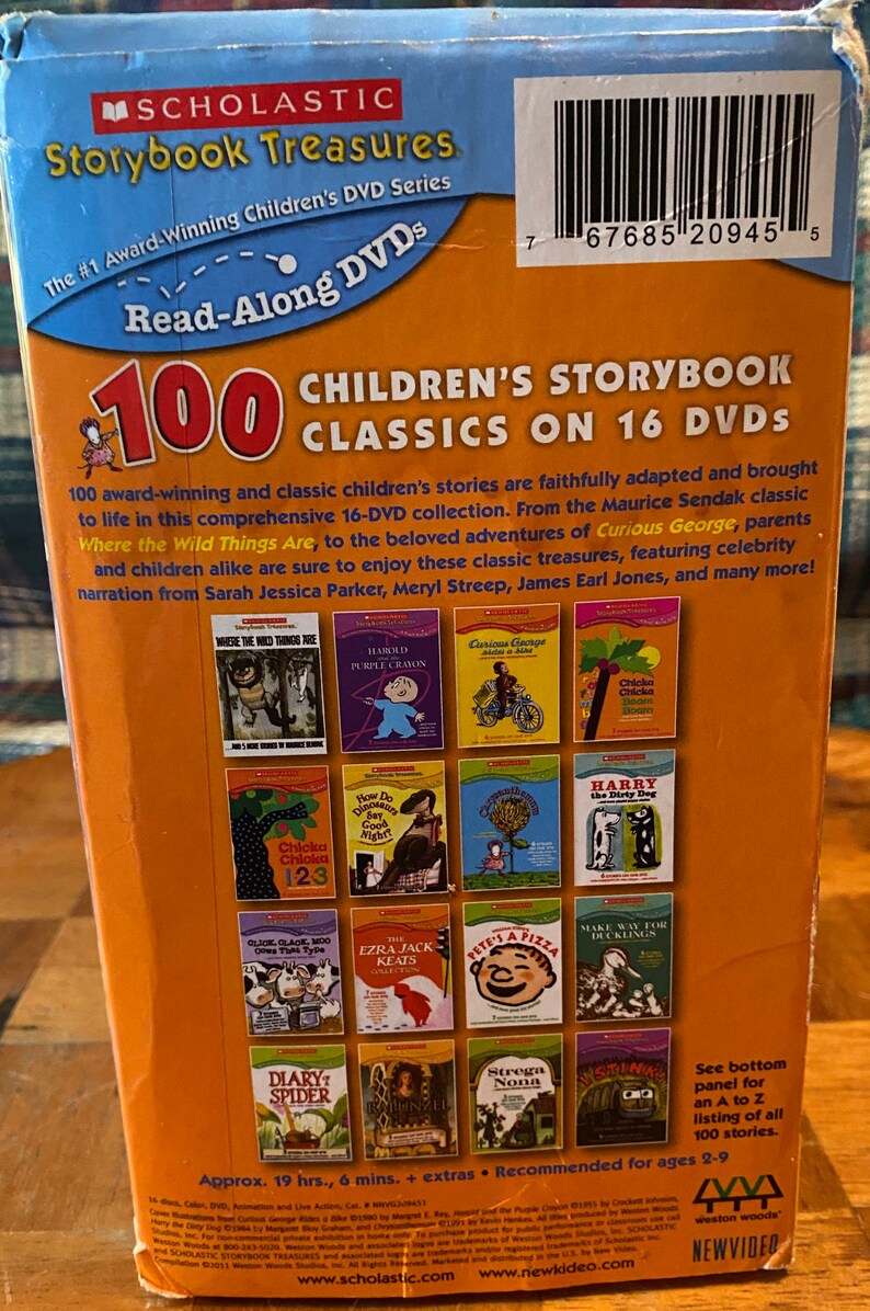 Vintage Scholastic Storybook Treasures 100 Classics on 16 DVD Box Set ...