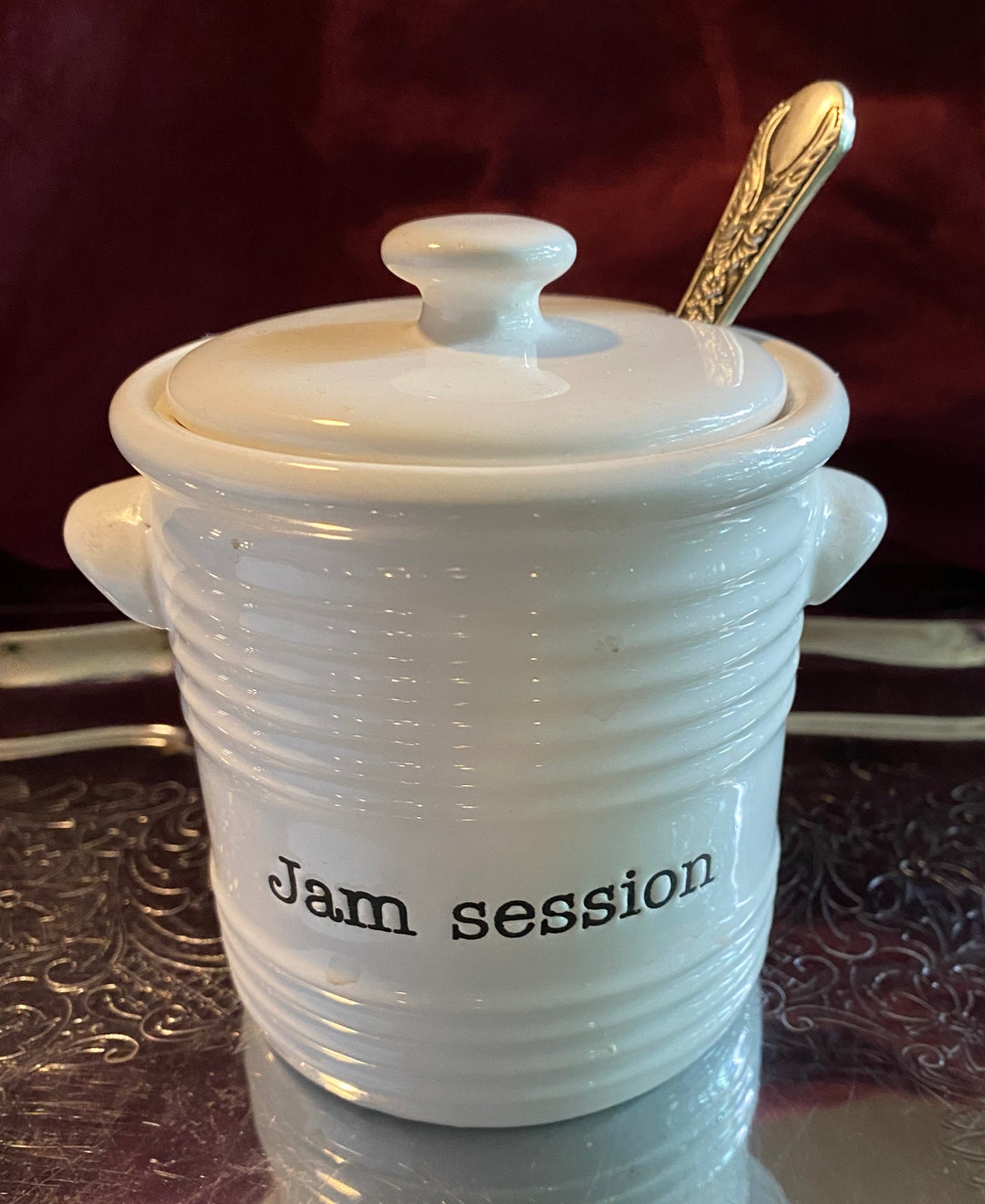Vintage Ceramic Jam Jar With Matching Serving Spreader - Etsy