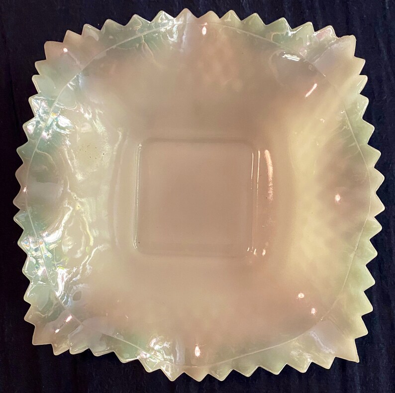 Vintage Milk Glass Diamond Point Ruffled Edge 7 Inch Dish With Light ...