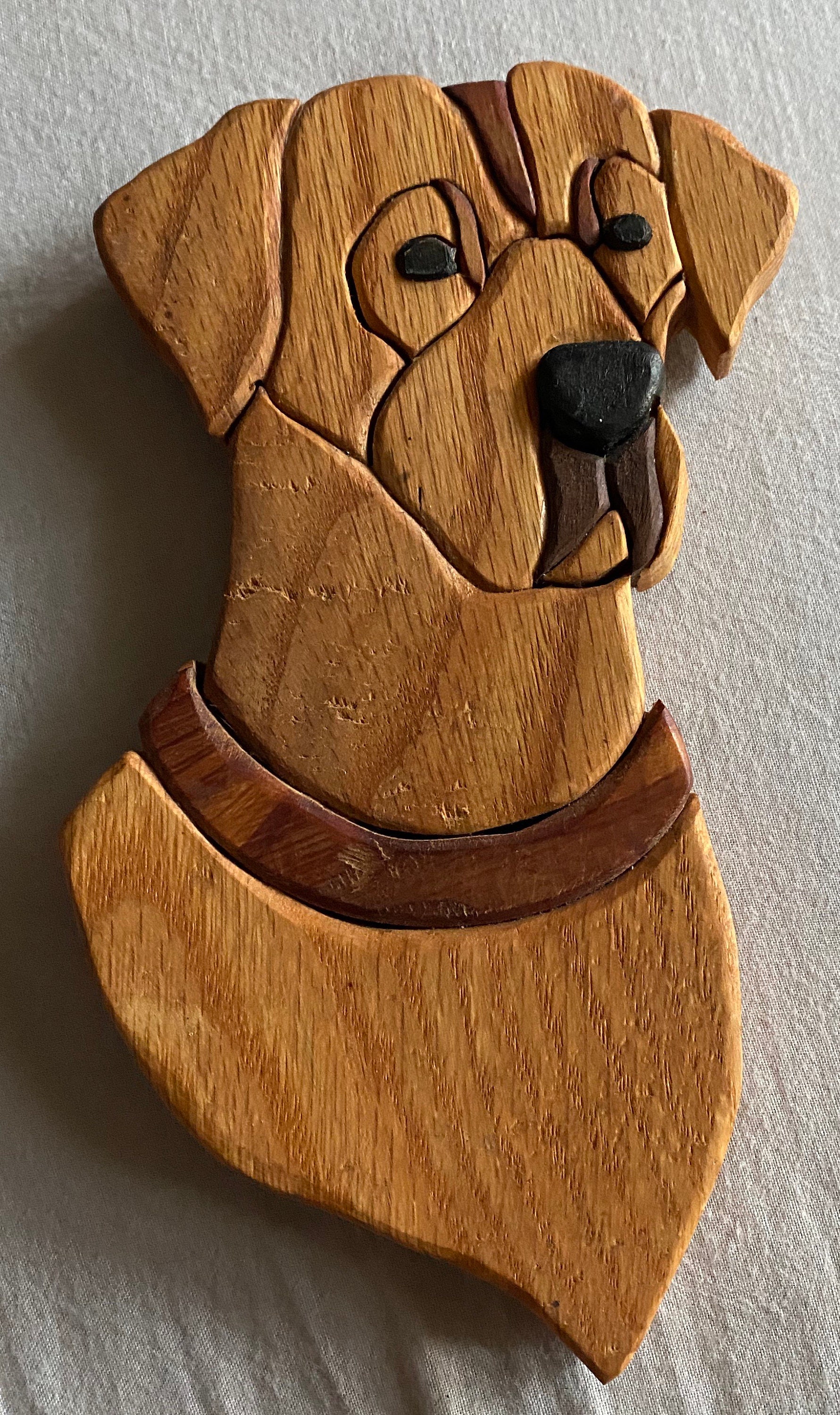 Handmade Wood Intarsia Dog Sculpture - Etsy
