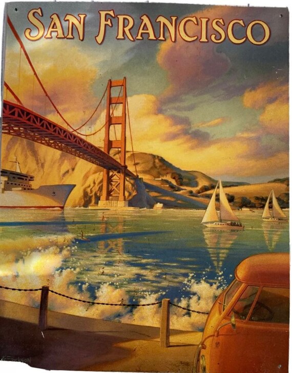 Golden Gate Bridge Metal Sign Erickson San Francisco Travel | Etsy