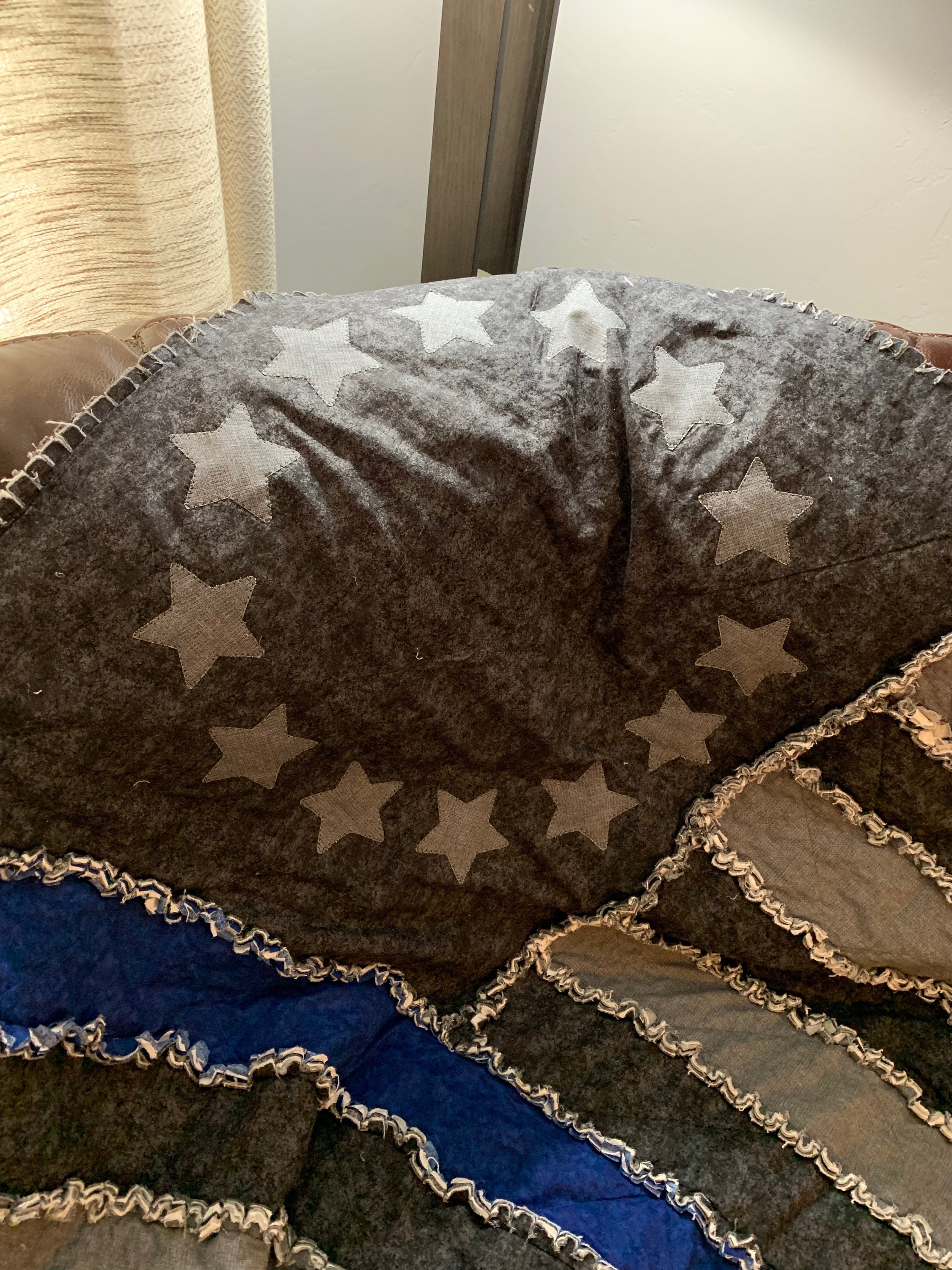 Thin Blue Line Rag Quilt/back the Blue - Etsy