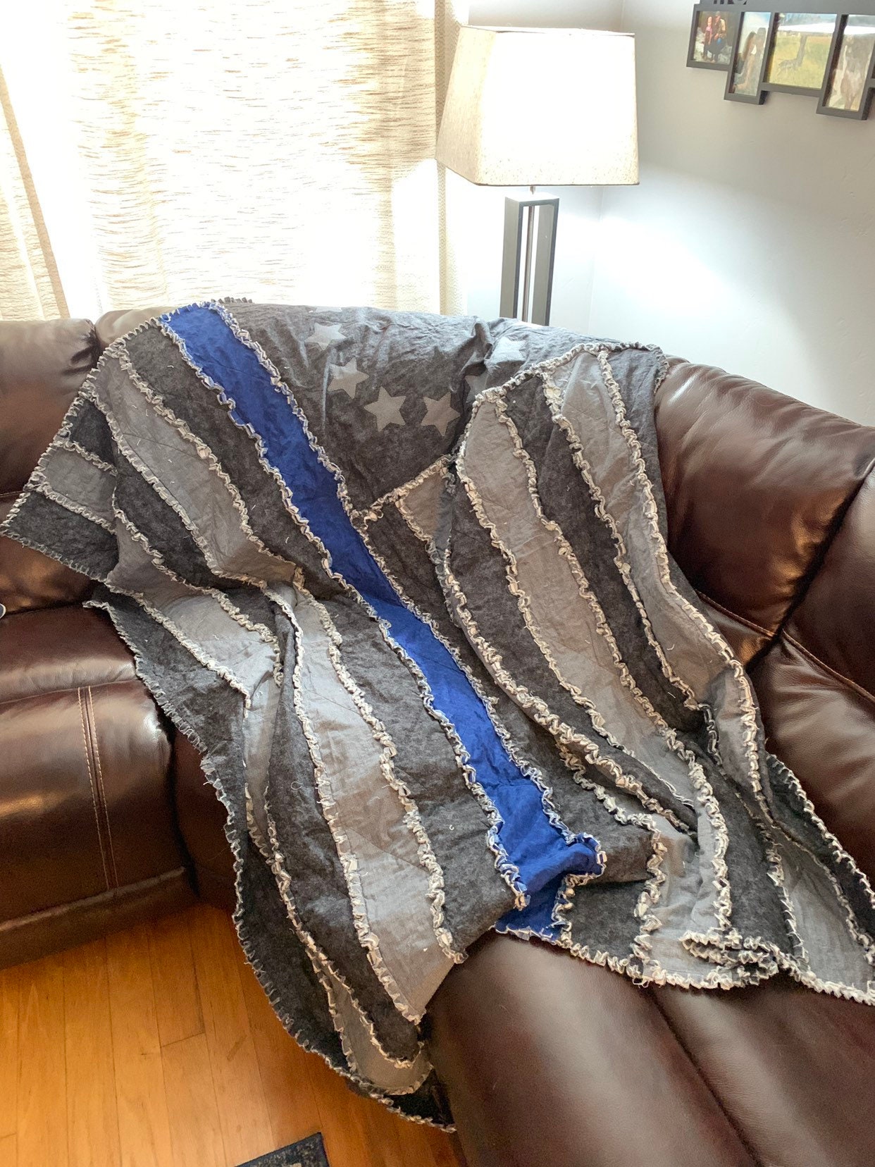 Thin Blue Line Rag Quilt/back the Blue - Etsy