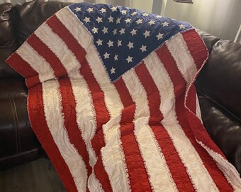 Pattern American Flag Rag Quilt - Etsy