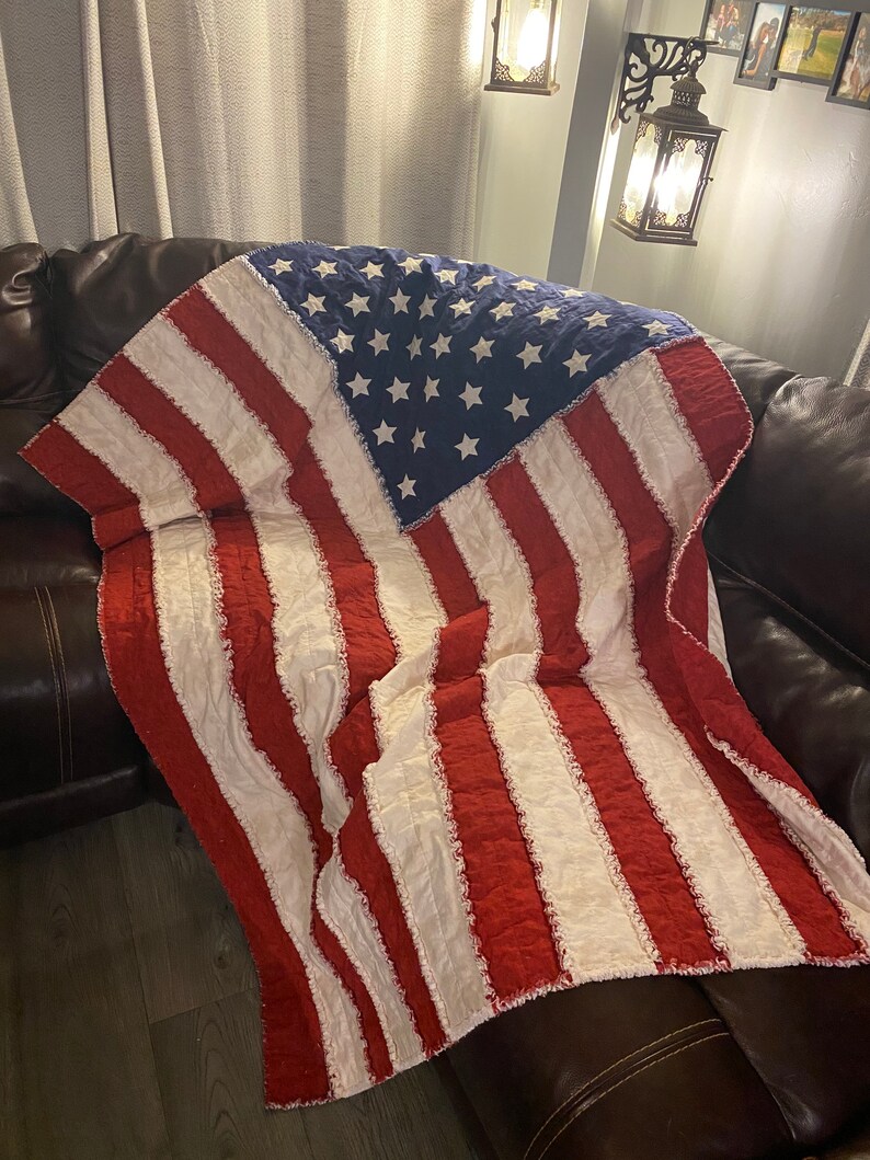 American Flag Rag Quilt - Etsy