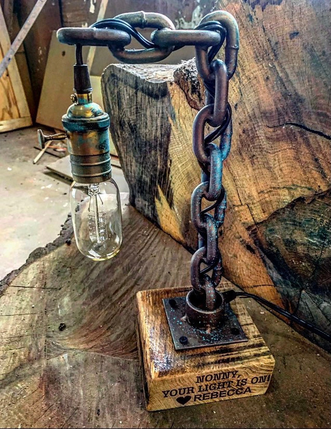 Handmade Edison Bulb Desk Lamp: Rustic Industrial Chain Light - Etsy