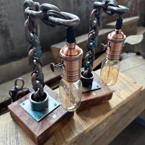Handmade Edison Bulb Desk Lamp: Rustic Industrial Chain Light - Etsy