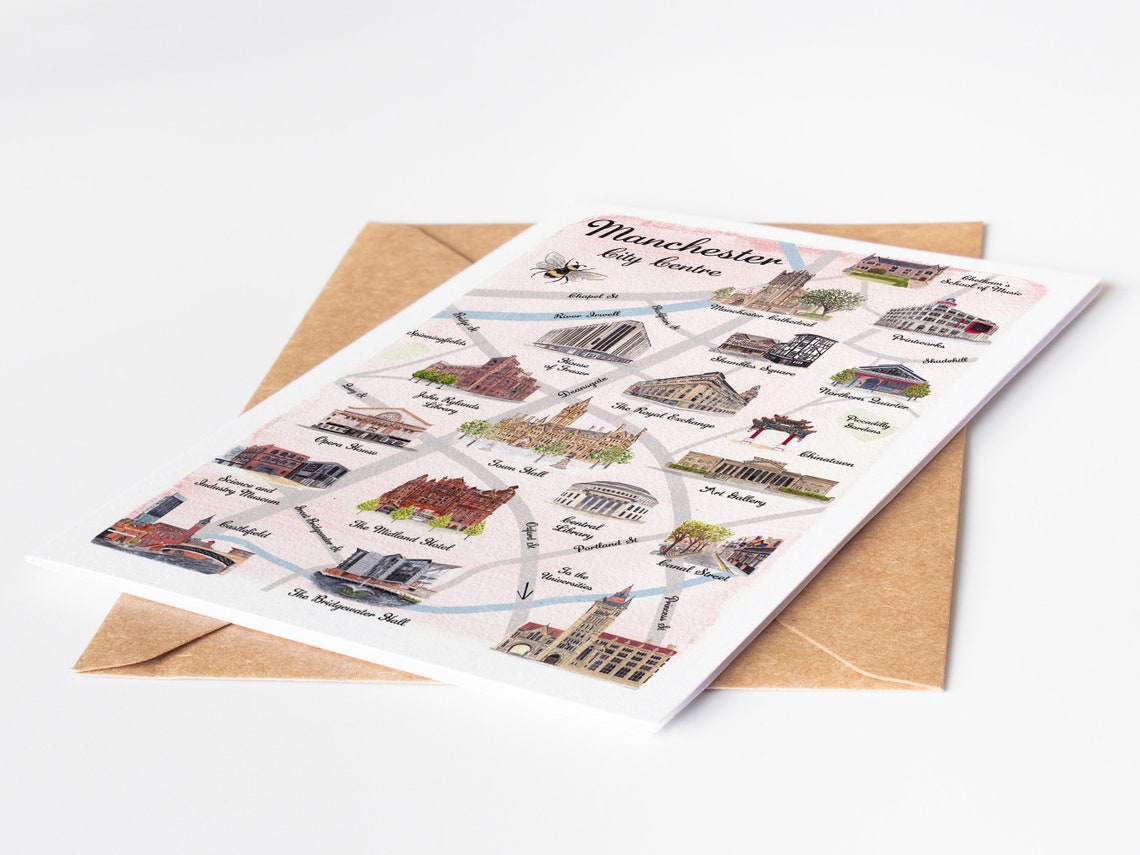 Manchester Card / Mini Print - Any Occasion Card - Greeting Card ...