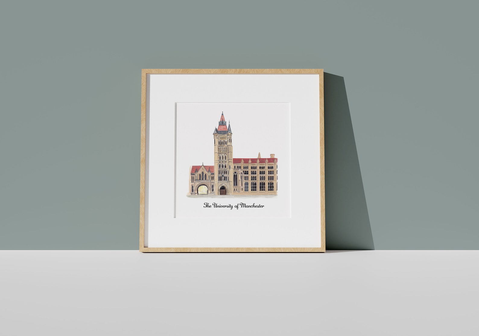 The University of Manchester Watercolour Wall Art Print 8 X 8 Inches ...