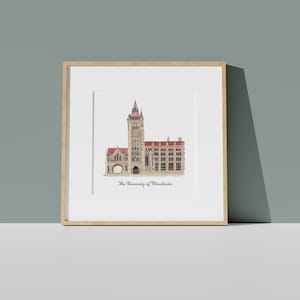 The University of Manchester | Watercolour Wall Art Print | 8 X 8 ...