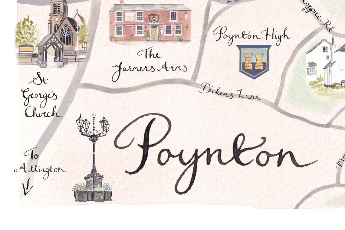 Poynton - Illustrated Map - Etsy UK