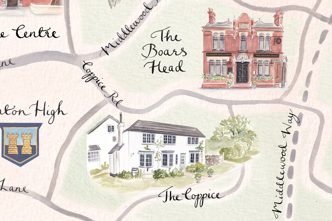 Poynton Illustrated Map - Etsy UK