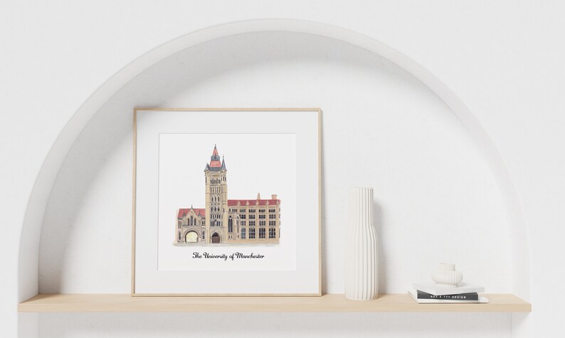 Manchester University Watercolour Art Print: Landmark Illustration (8x8 ...