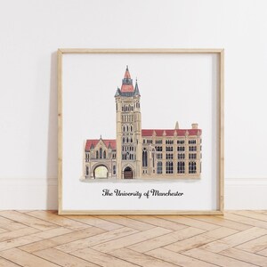 Manchester University Watercolour Art Print: Landmark Illustration (8x8 ...