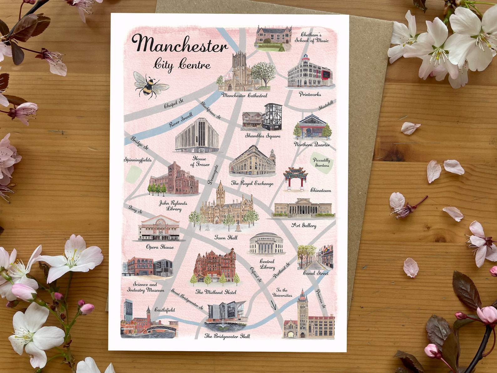 Manchester Card / Mini Print - Any Occasion Card - Greeting Card ...