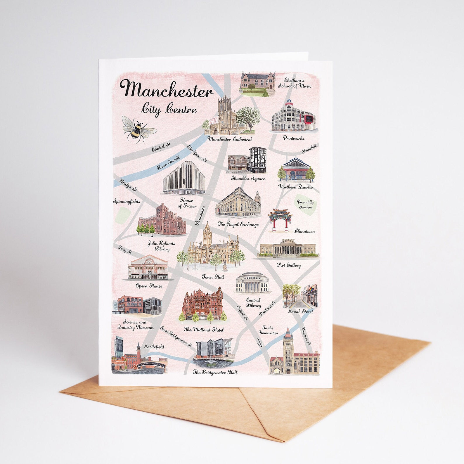 Manchester Card / Mini Print - Any Occasion Card - Greeting Card ...
