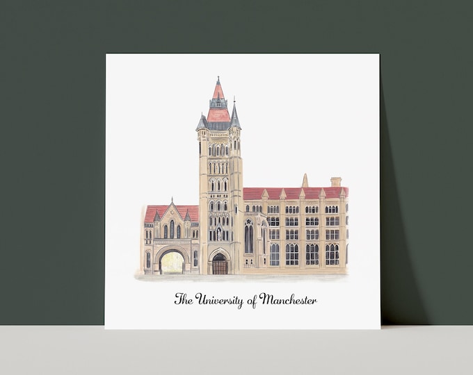 The University of Manchester Watercolour Wall Art Print 8 X 8 Inches ...
