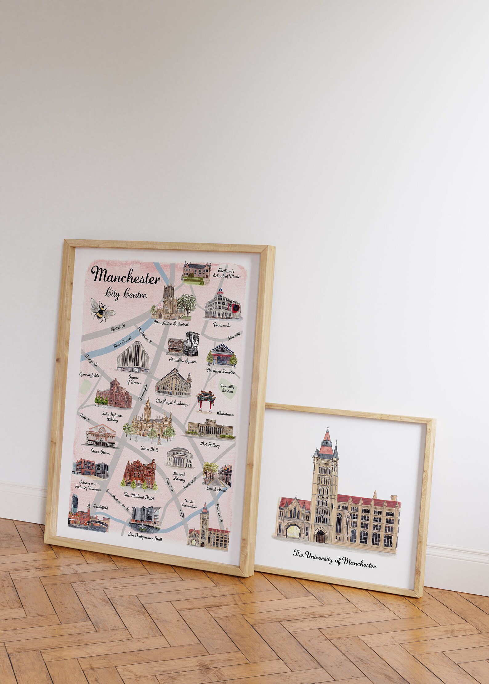 Manchester University Watercolour Art Print: Landmark Illustration (8x8 ...