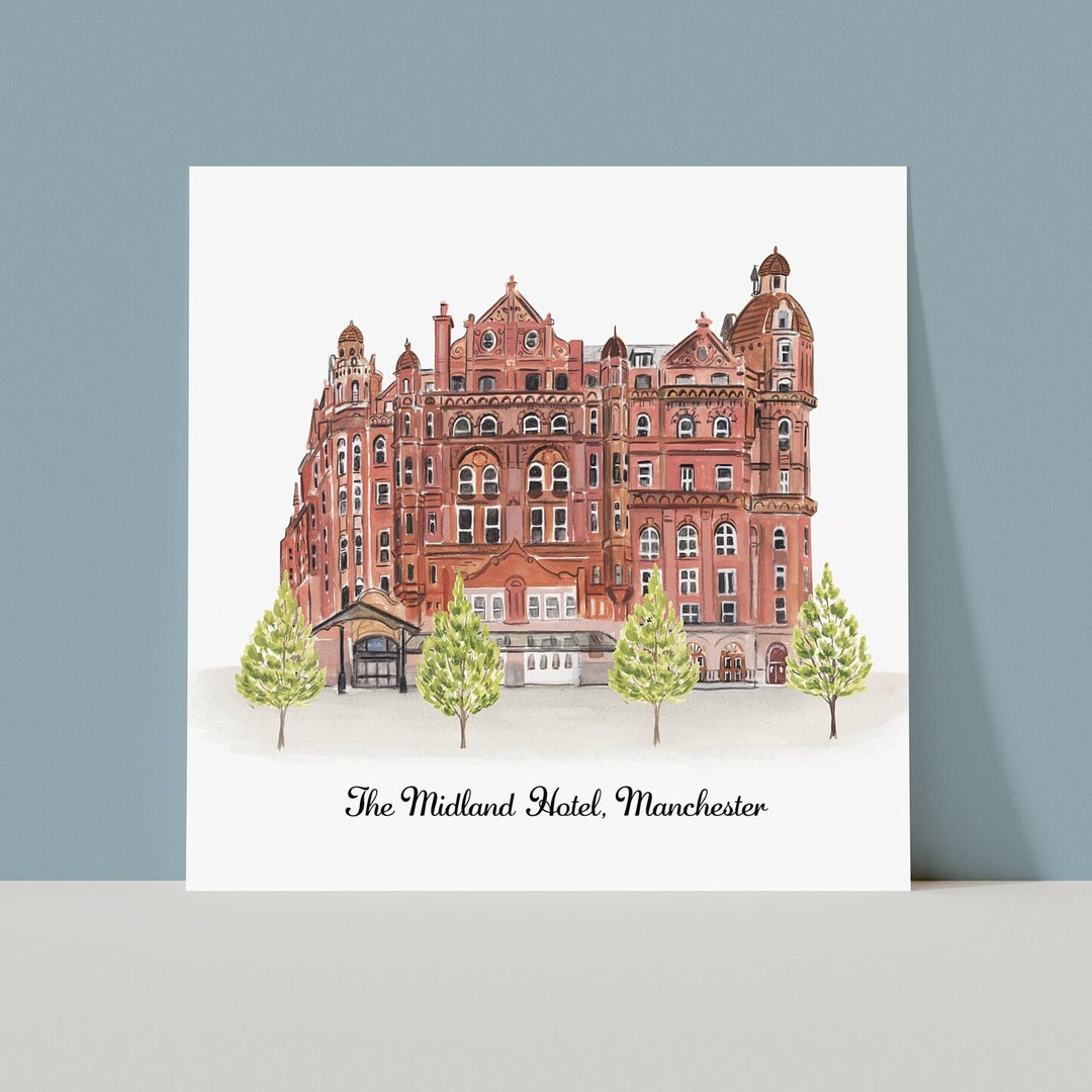 The Midland Hotel | Watercolour Wall Art Print | 8 X 8 Inches ...
