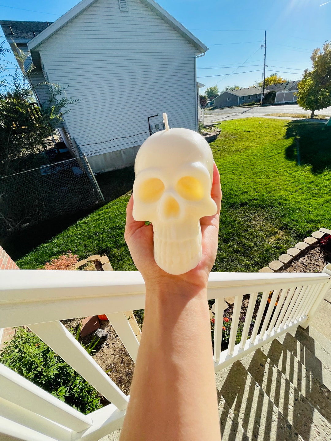 Skull Candle Skeleton Candle Halloween Candle Spooky - Etsy