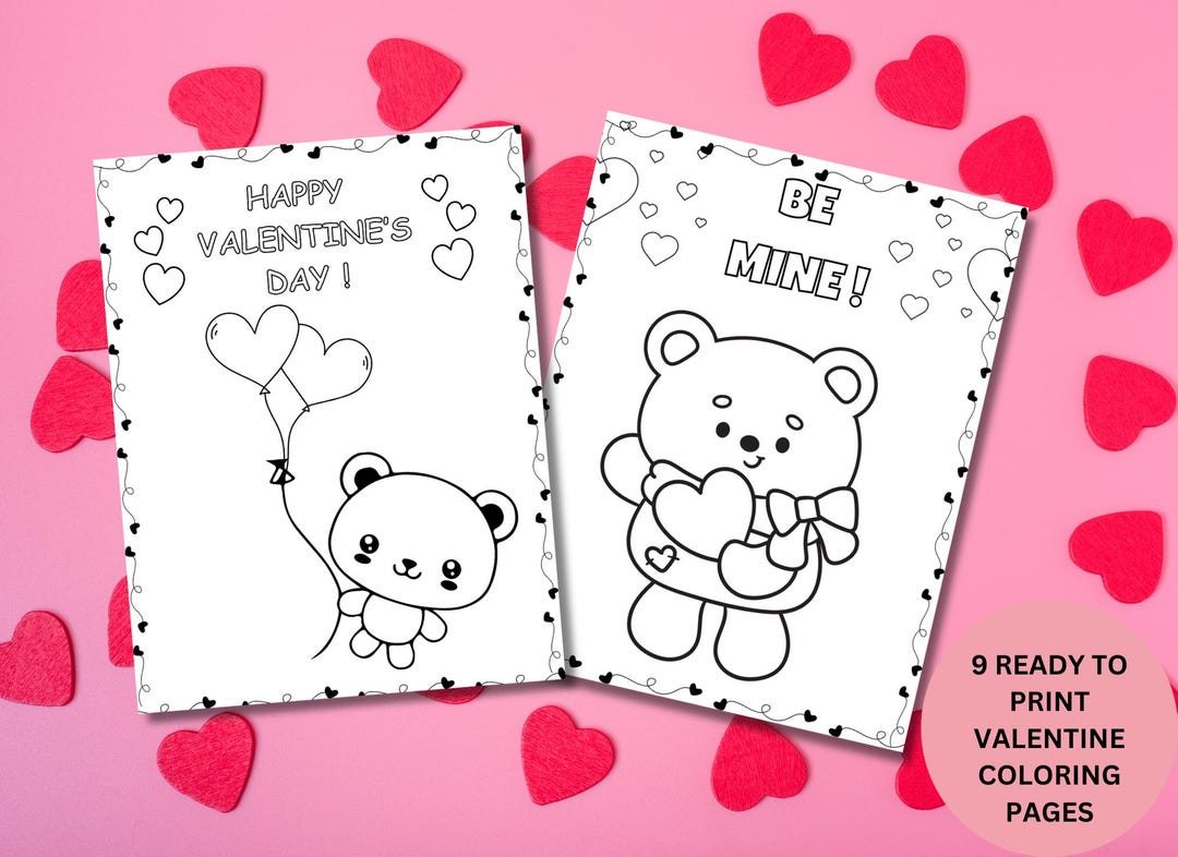 Valentines Day Cute Coloring Pages | Instant Download | Ready to Print ...
