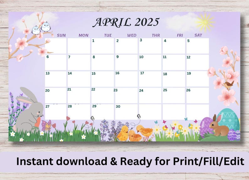 Editable APRIL 2025 Calendar | Fillable & Printable | Planner for Work ...