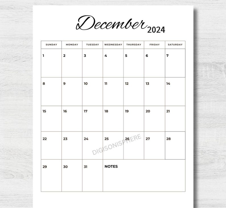 December 2024 Calendar Fillable & Editable Simple Script Calendar ...