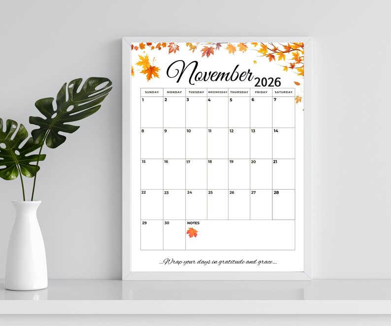 Bearbeitbarer Kalender für November 2026: Einfacher und moderner Planer ...