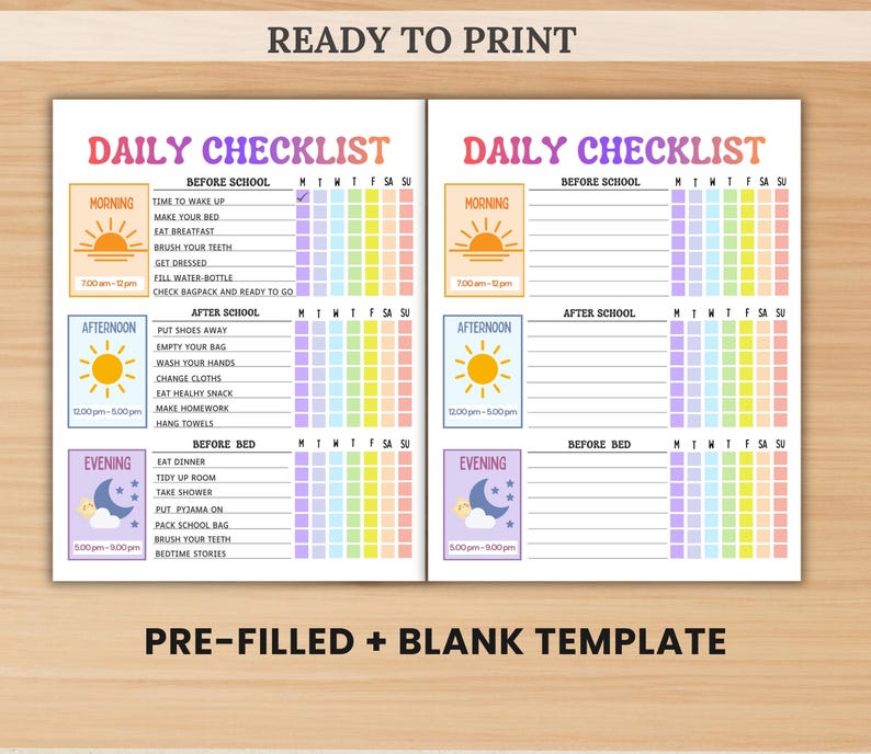 Kids Routine & Chore Chart Bundle | Daily Chore Chart Printable ...