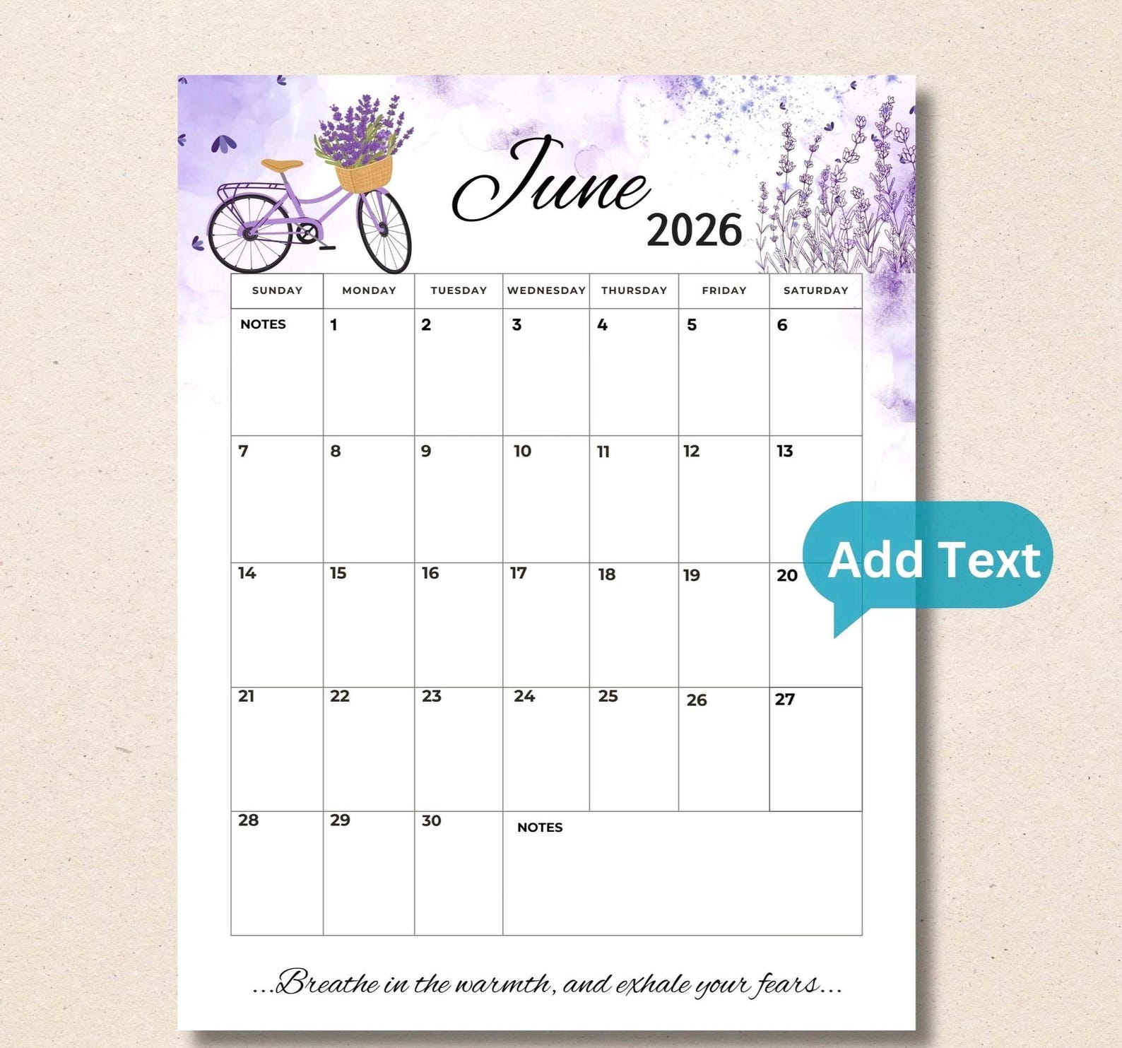 Editable June 2026 Calendar – Printable Monthly Planner (fillable PDF ...