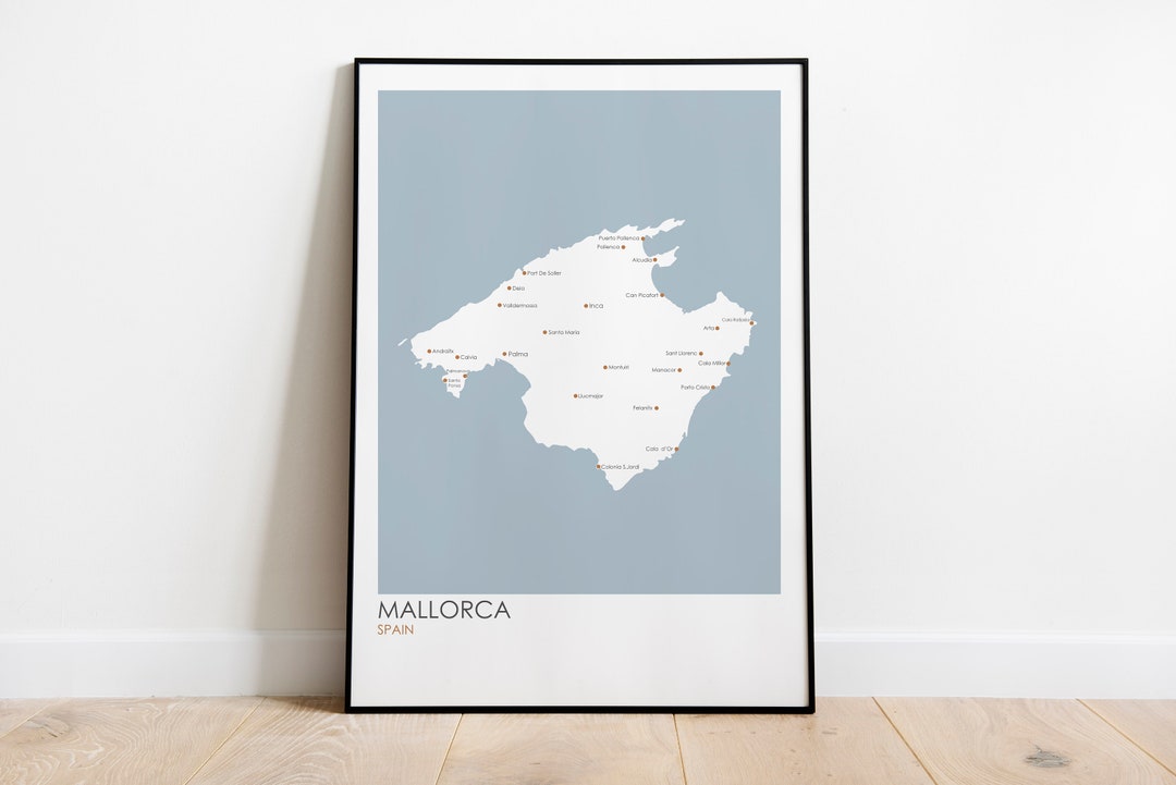 Mallorca Island Outline-Mallorca Poster Mallorca Print Mallorca Colour ...