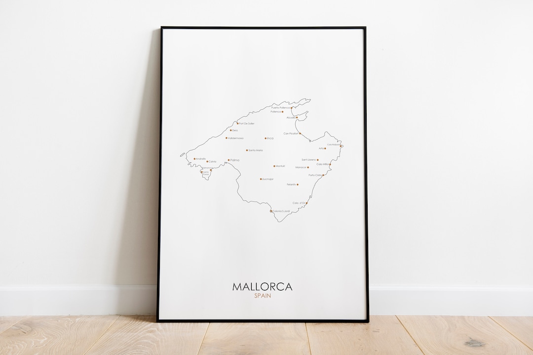 Mallorca Map Outline-puerto Pollensa-poster Print - Etsy UK