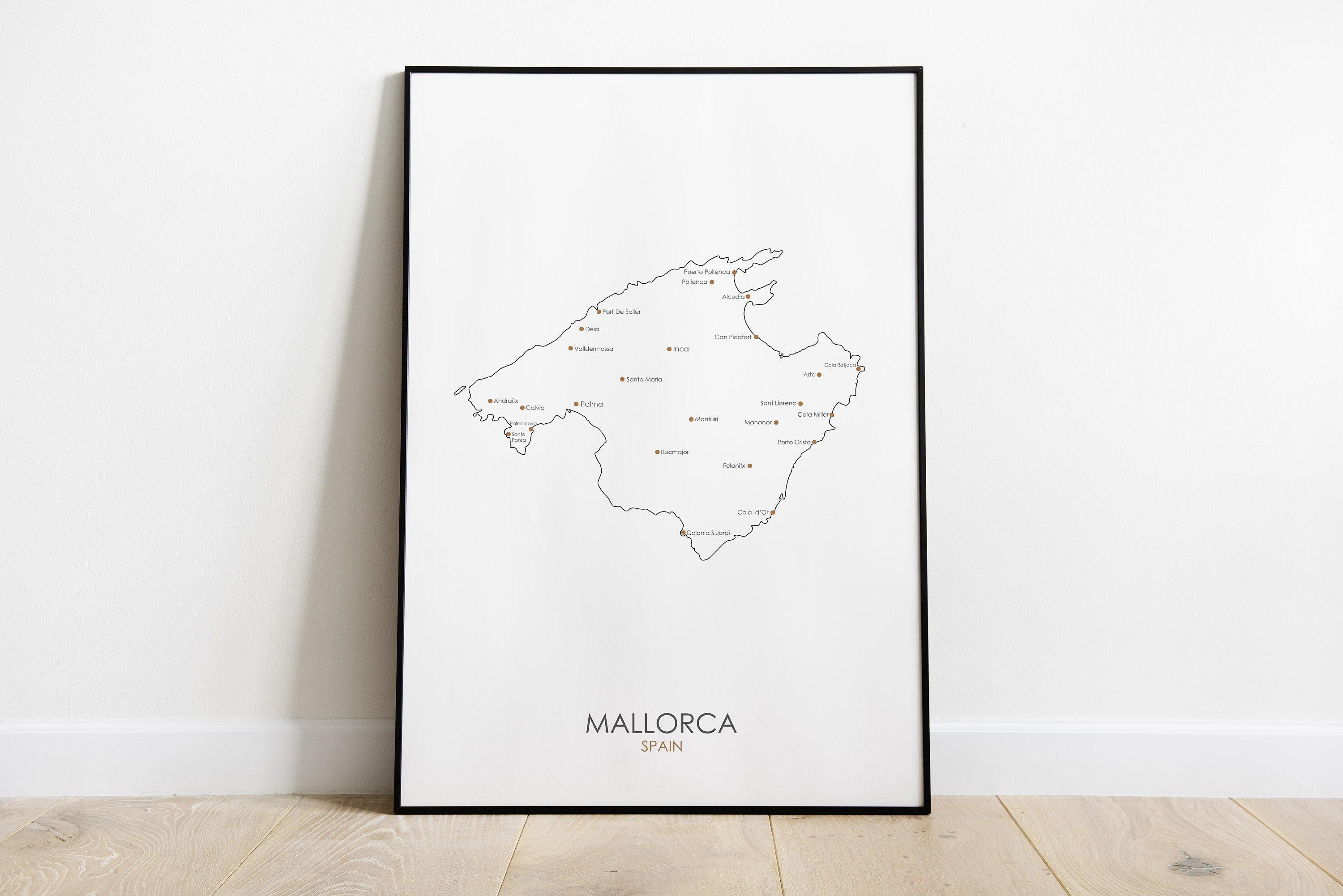 Mallorca Map Outline-puerto Pollensa-poster Print - Etsy UK
