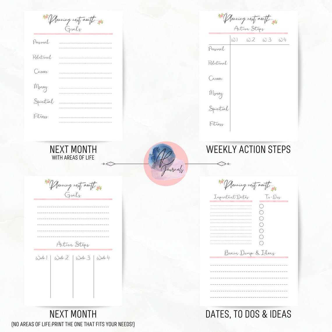 FREEBIES Printable Planner Monthly Planner Review and Plan - Etsy