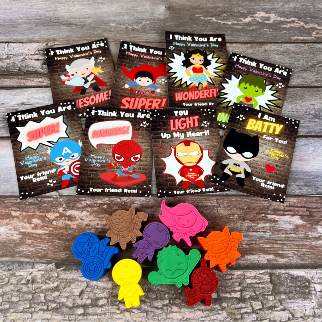 Personalized Kids Valentines Cards With Crayons Hero Theme - Etsy