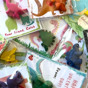 Personalized Dinosaur Valentines Cards With Crayons Perfect Class ...